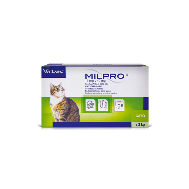 Virbac - Milpro 16 Mg Para Gato > 2 Kg ( X 1 Tableta) | Petlover